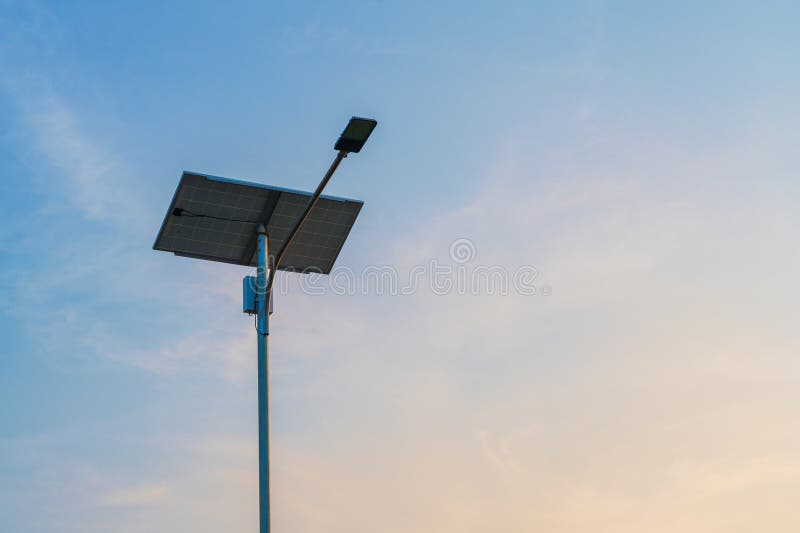 Solar Street Light in Sunset Stock Image - Image of ecology, pole ...