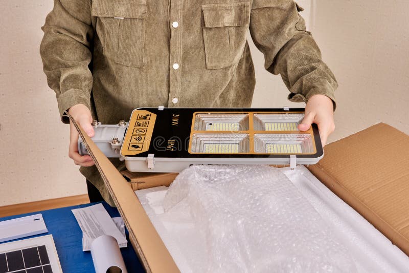 Unboxing New LED Street Light with Solar Panel and Mounting Bracket ...