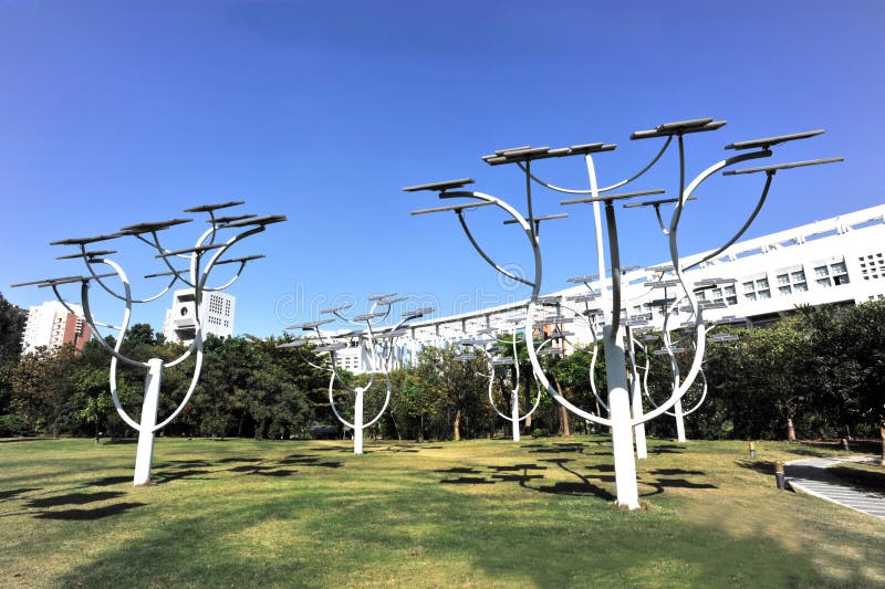 Solar by tree structure stock image. Image of glass, city - 22373223