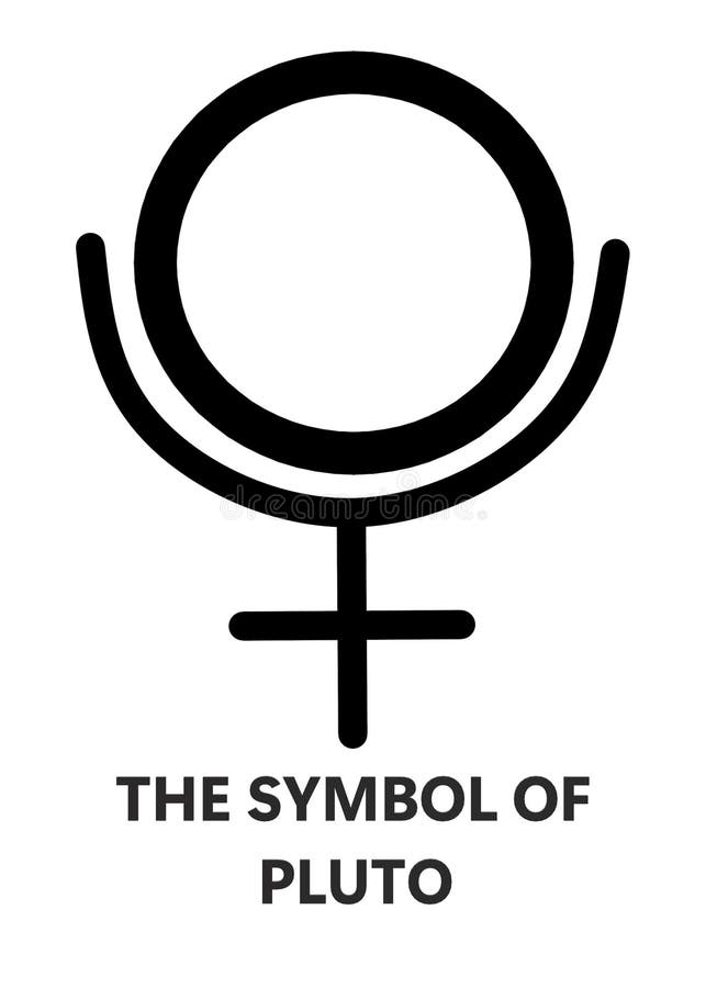 The Solar Symbol of Pluto with Description Words White Backdrop Stock ...