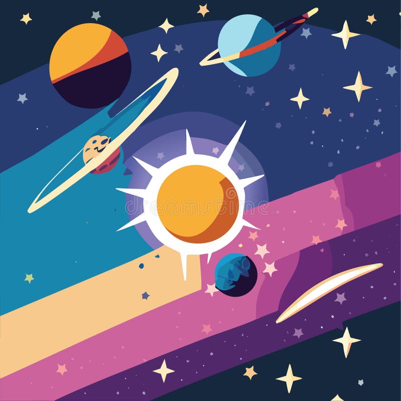 Cartoon Solar System stock vector. Illustration of system - 304151979