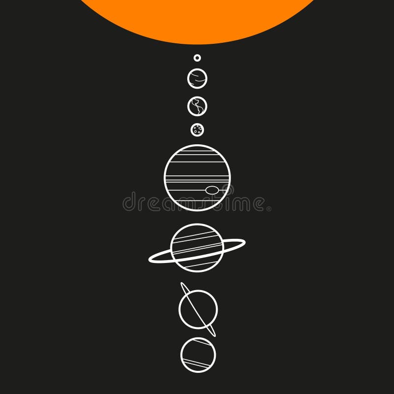 Solar System Art Design. Sun and Planets Symbol. Vector Illustration ...