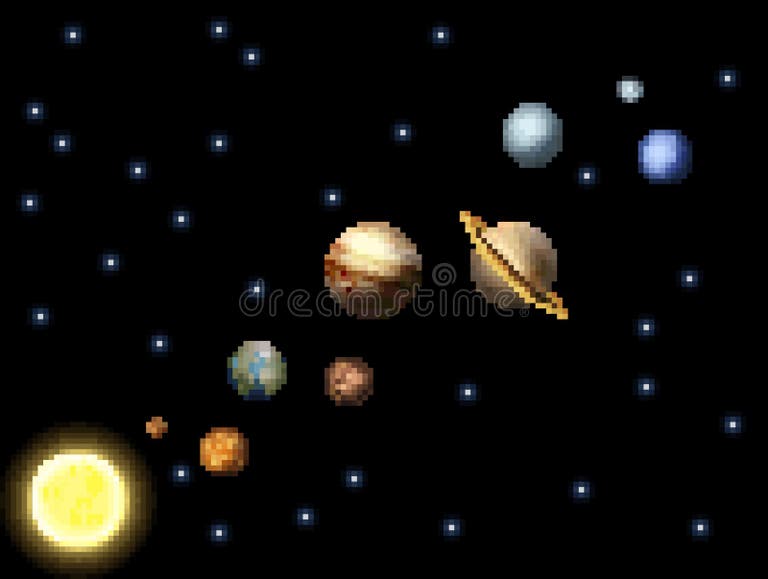 Pixel Art Solar System Stock Illustrations – 255 Pixel Art Solar System ...