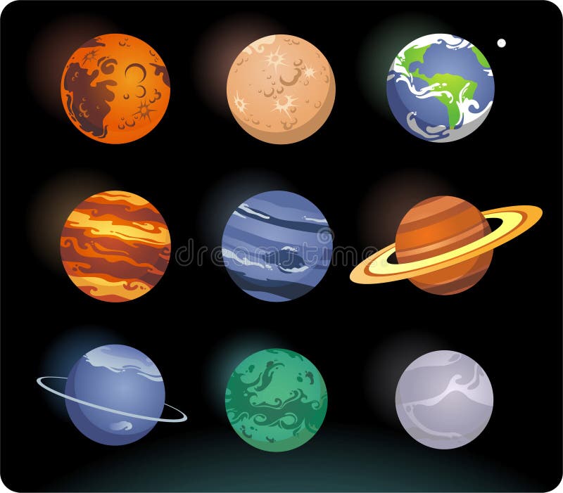 Solar System Cartoon Planets Stock Illustration - Illustration of pluto ...
