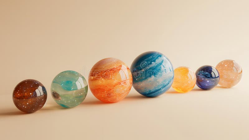 Solar System from Chrystals on Beige Background Stock Illustration ...