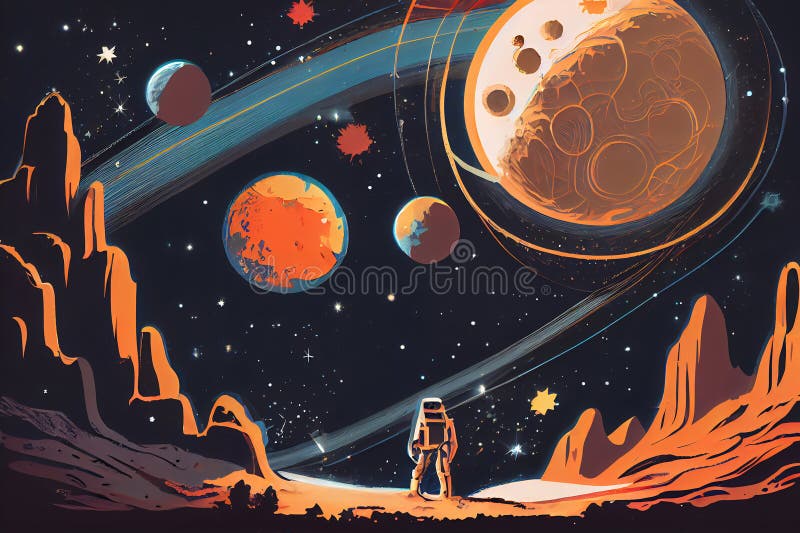 Solar System. Colorful Planets, Galaxy and Universe Stock Illustration ...
