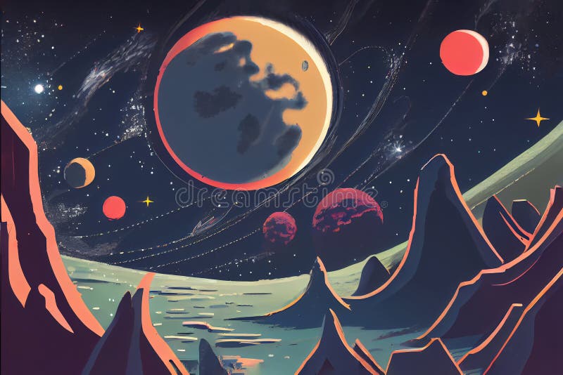 Solar System. Colorful Planets, Galaxy and Universe Stock Illustration ...