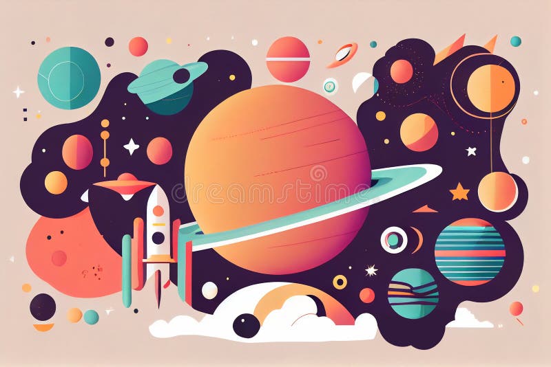 Solar System. Colorful Planets, Galaxy and Universe Stock Illustration ...