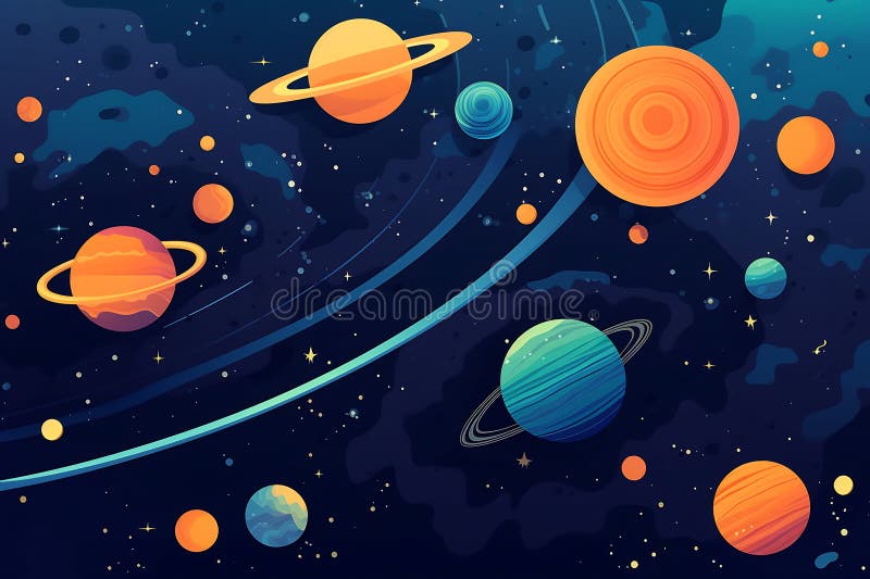 Solar System. Colorful Planets, Galaxy and Universe Stock Illustration ...