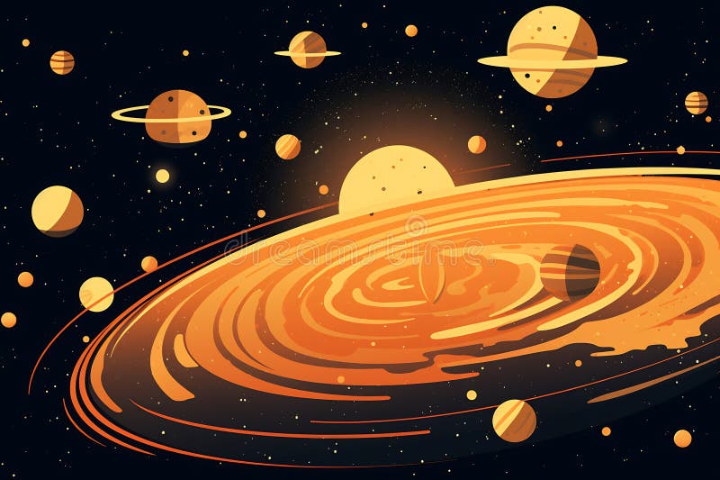 Solar System. Colorful Planets, Galaxy and Universe Stock Illustration ...
