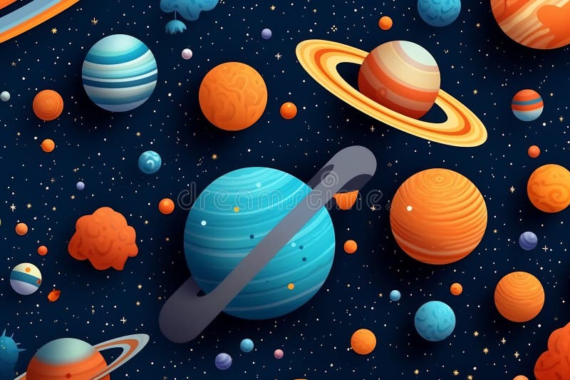 Solar System. Colorful Planets, Galaxy and Universe Stock Illustration ...
