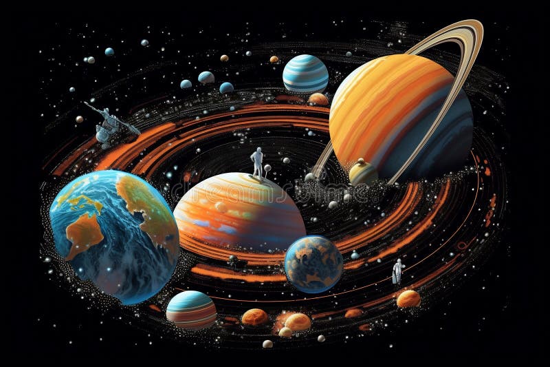 Solar System. Colorful Planets, Galaxy and Universe Stock Photo - Image ...