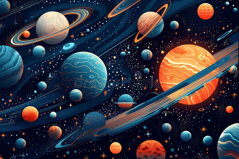 Solar System. Colorful Planets, Galaxy and Universe Stock Photo - Image ...