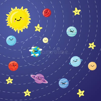 Solar System Cute Smiling Planets Sun Moon Stock Illustrations – 67 ...