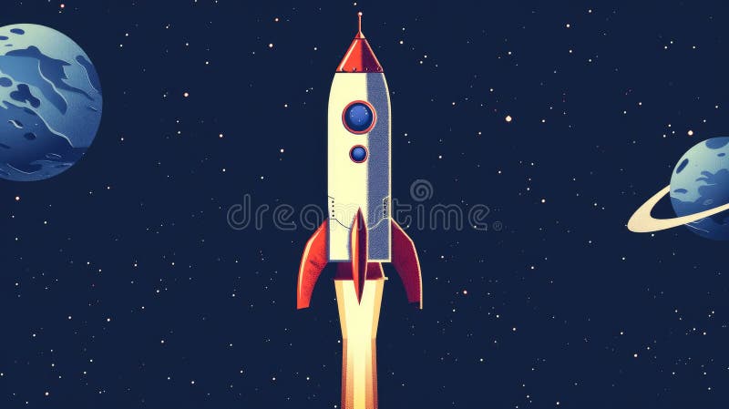 Solar System Expedition: Rocket Launch. Stock Illustration ...