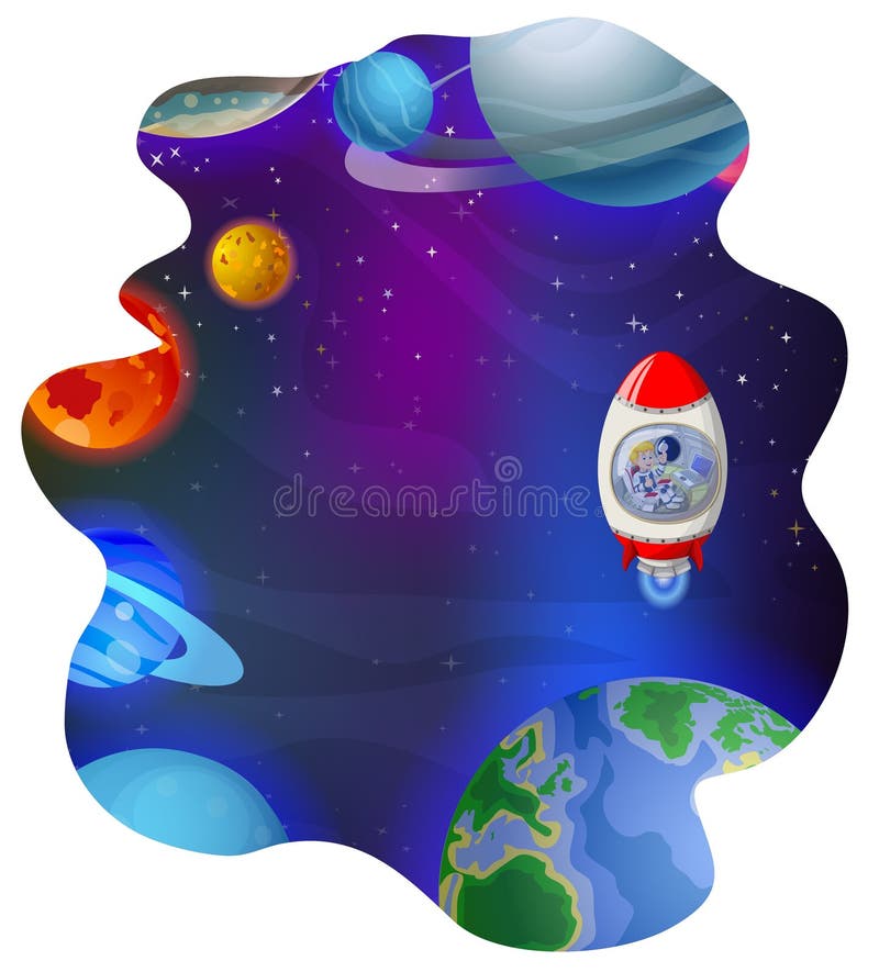 Solar System Milky Way Galaxy in Space View Cartoon Stock Illustration ...