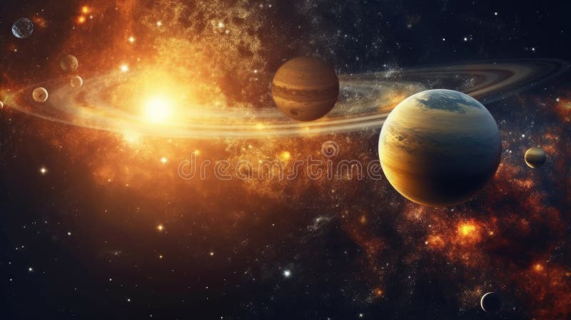 Solar System on Galaxy. Universe Galaxy Space Planets. Generative AI ...