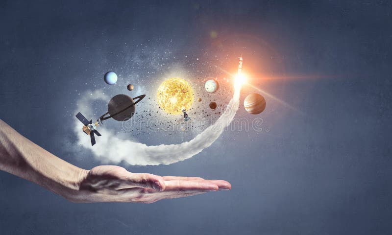 Solar system in hands stock photo. Image of infinity - 96867100