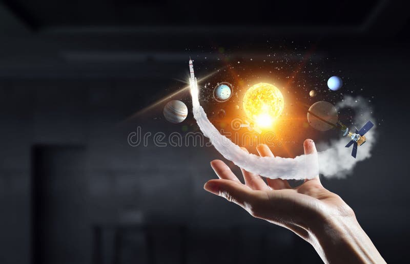 Solar system in hands stock photo. Image of everlasting - 97575602