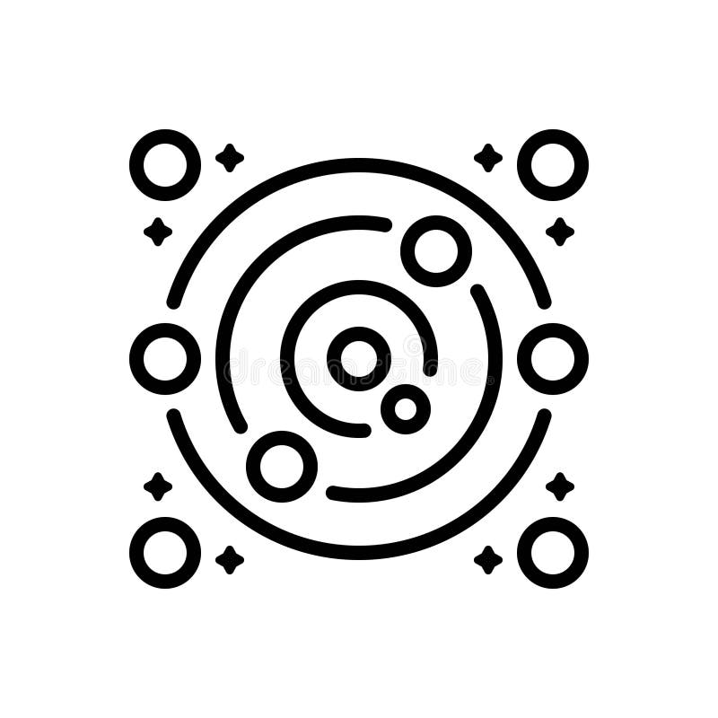 Black Line Icon for Solar System, Planetary and Galaxy Stock ...