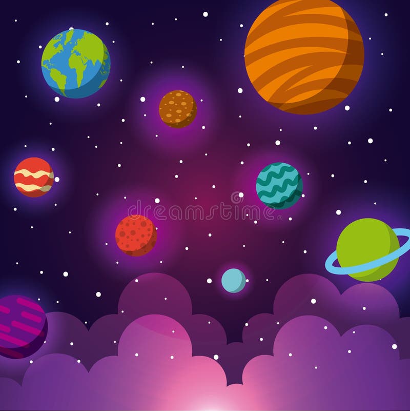 Solar System Icons Set Flat Stock Vector - Illustration of comet ...