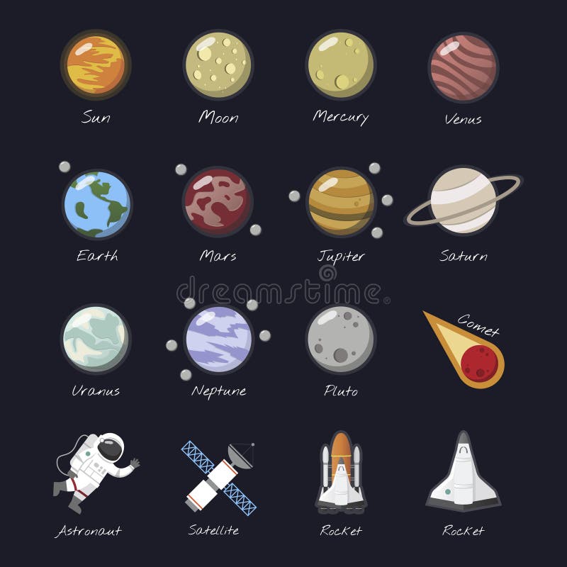 The Solar System Illustration Astronaut Satellite Stock Illustration ...