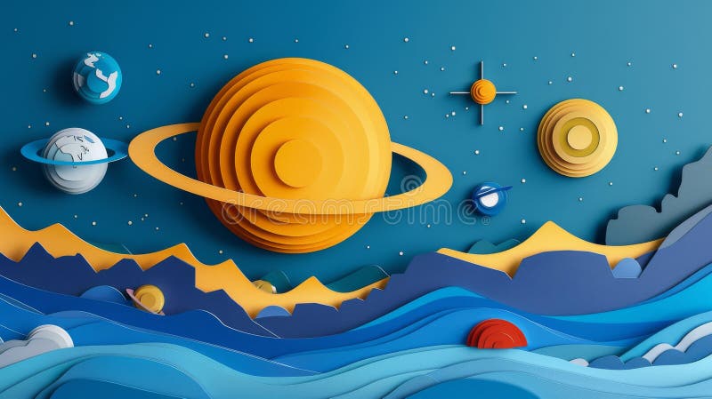 Solar System Illustration Based on Paper Cut 3d Stock Illustration ...