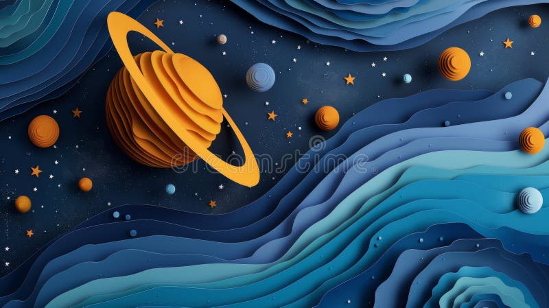 Solar System Illustration Based on Paper Cut 3d Style Stock ...