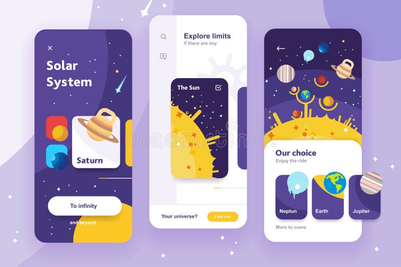 Solar system mobile app UI stock vector. Illustration of neptune ...