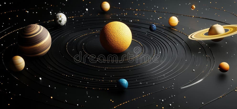 Solar System Model Featuring Planets in Orbit with Detailed Textures ...