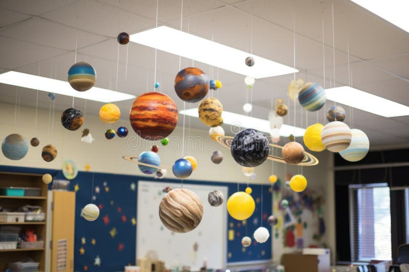 Solar System Model Hung in the Middle of Classroom Ceiling Stock Image ...