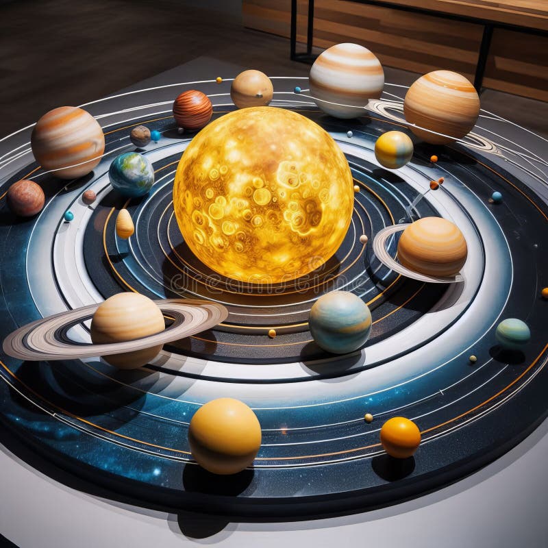 Solar System Model with Planets Stock Illustration - Illustration of ...