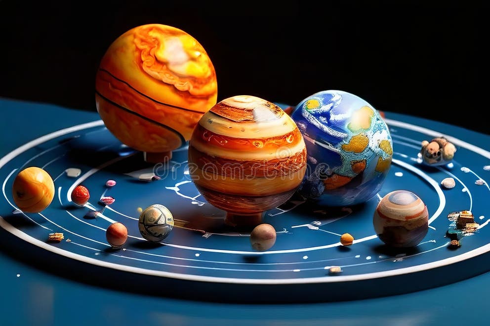 Solar System Model with Planets Stock Illustration - Illustration of ...