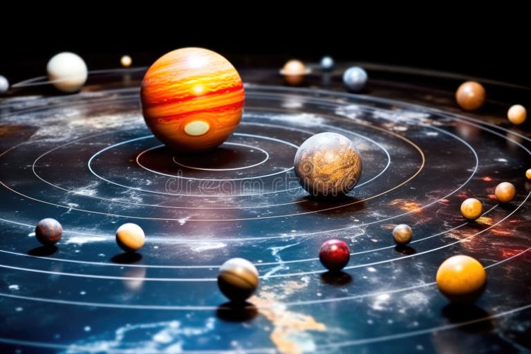 A Solar System Model Showing Various Planetary Orbits Stock Photo ...