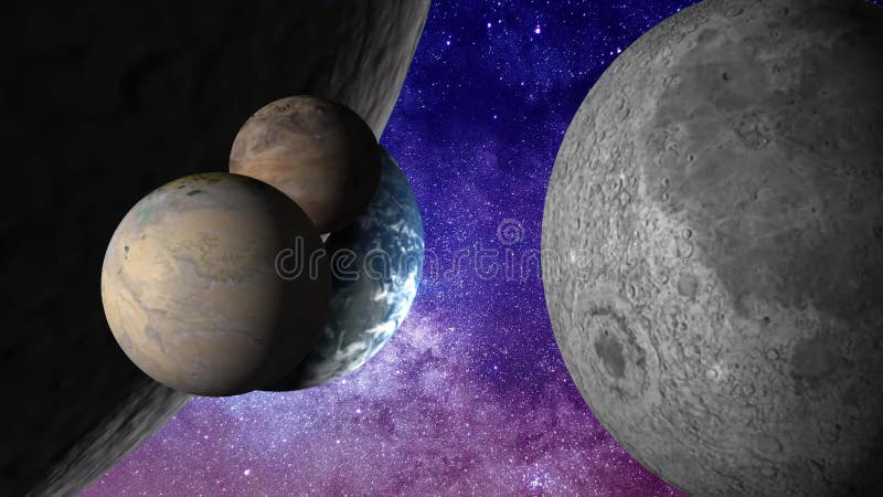 Solar System Multiple Moon Orbit Stock Footage - Video of cosmos ...