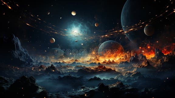 Solar System in Outer Space, Planets Moving in Their Orbit with ...