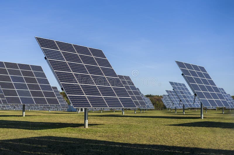 Solar System, Overview Solar Power Plant with Trackable Elements Stock ...