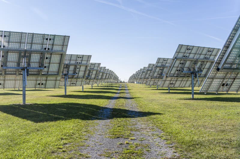 Solar System, Overview Solar Power Plant with Trackable Elements Stock ...