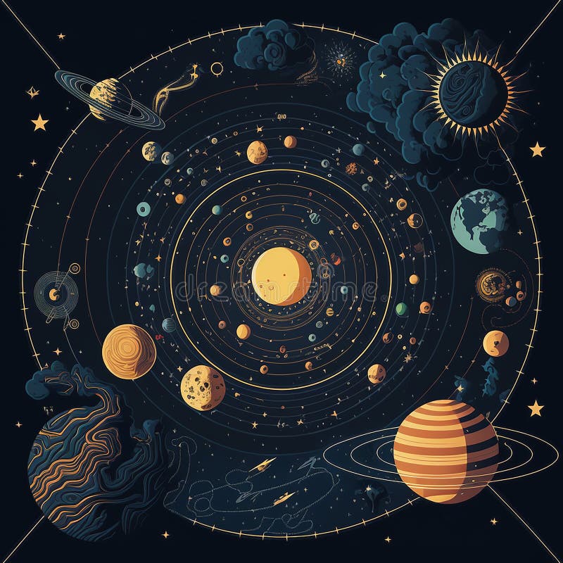 Solar System Planet Illustration 2D Stock Illustration - Illustration ...