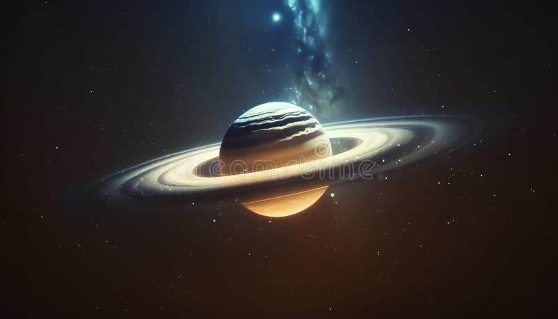 Solar System Planet in Space with Stars and Nebula, 3d Render Stock ...