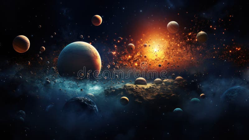 Solar System Planets Aligned with Sun Stock Illustration - Illustration ...