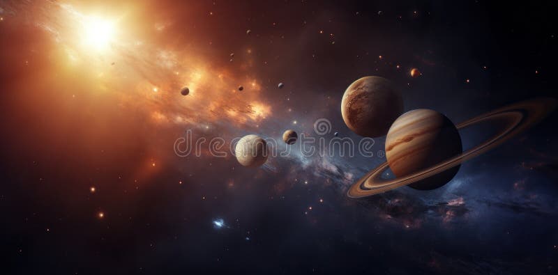 Solar System Planets Aligned with Sun Stock Illustration - Illustration ...