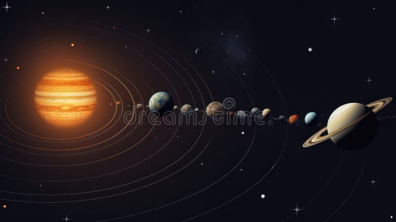 Solar System Planets Aligned with Sun Stock Illustration - Illustration ...