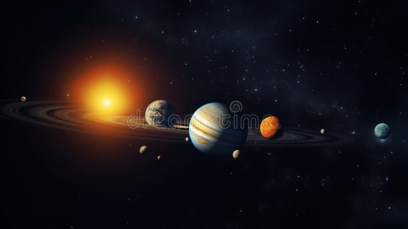 Solar System Planets Aligned with Sun Stock Illustration - Illustration ...