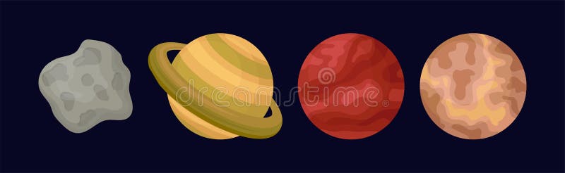 Solar System Planets and Celestial Body Vector Set Stock Illustration ...