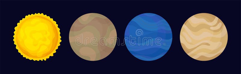 Solar System Planets and Celestial Body Vector Set Stock Vector ...