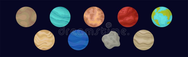 Solar System Planets and Celestial Body Vector Set Stock Vector ...
