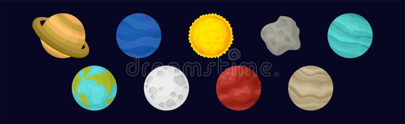 Solar System Planets and Celestial Body Vector Set Stock Vector ...