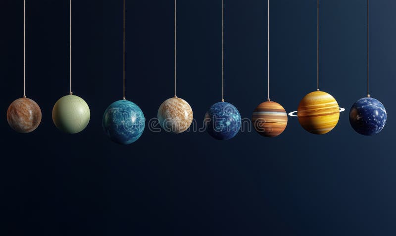 Solar System Planets Hanging in a Row with Detailed Textures and Colors ...