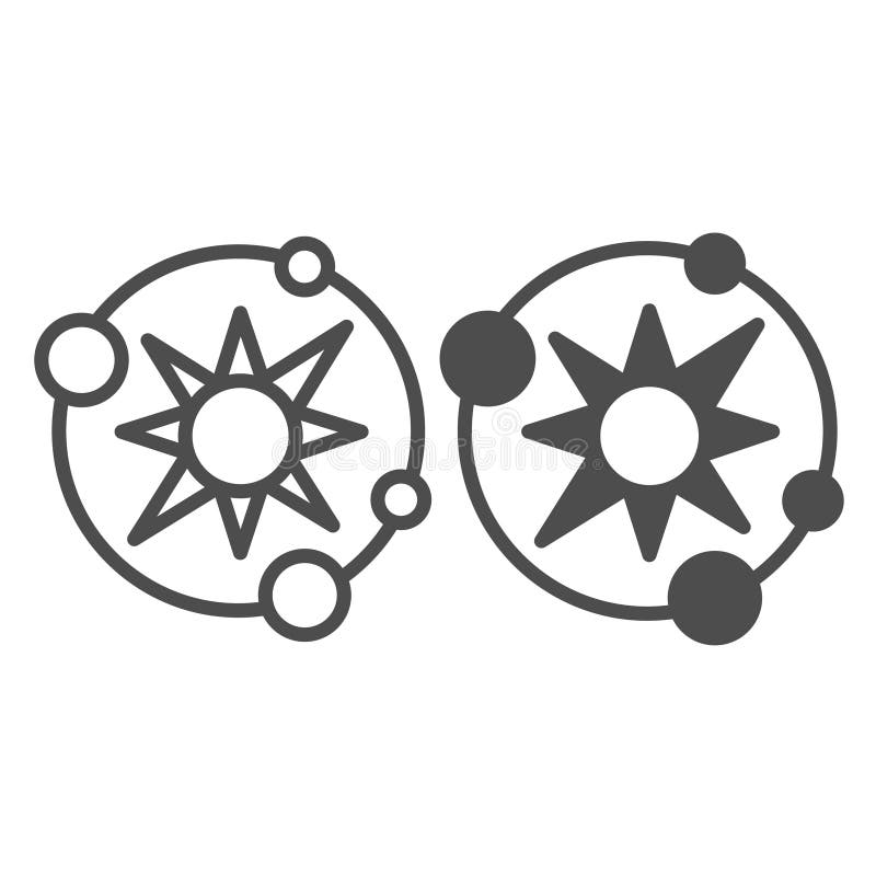 Solar System with Planets Line and Solid Icon, Cosmos Concept. Vector ...